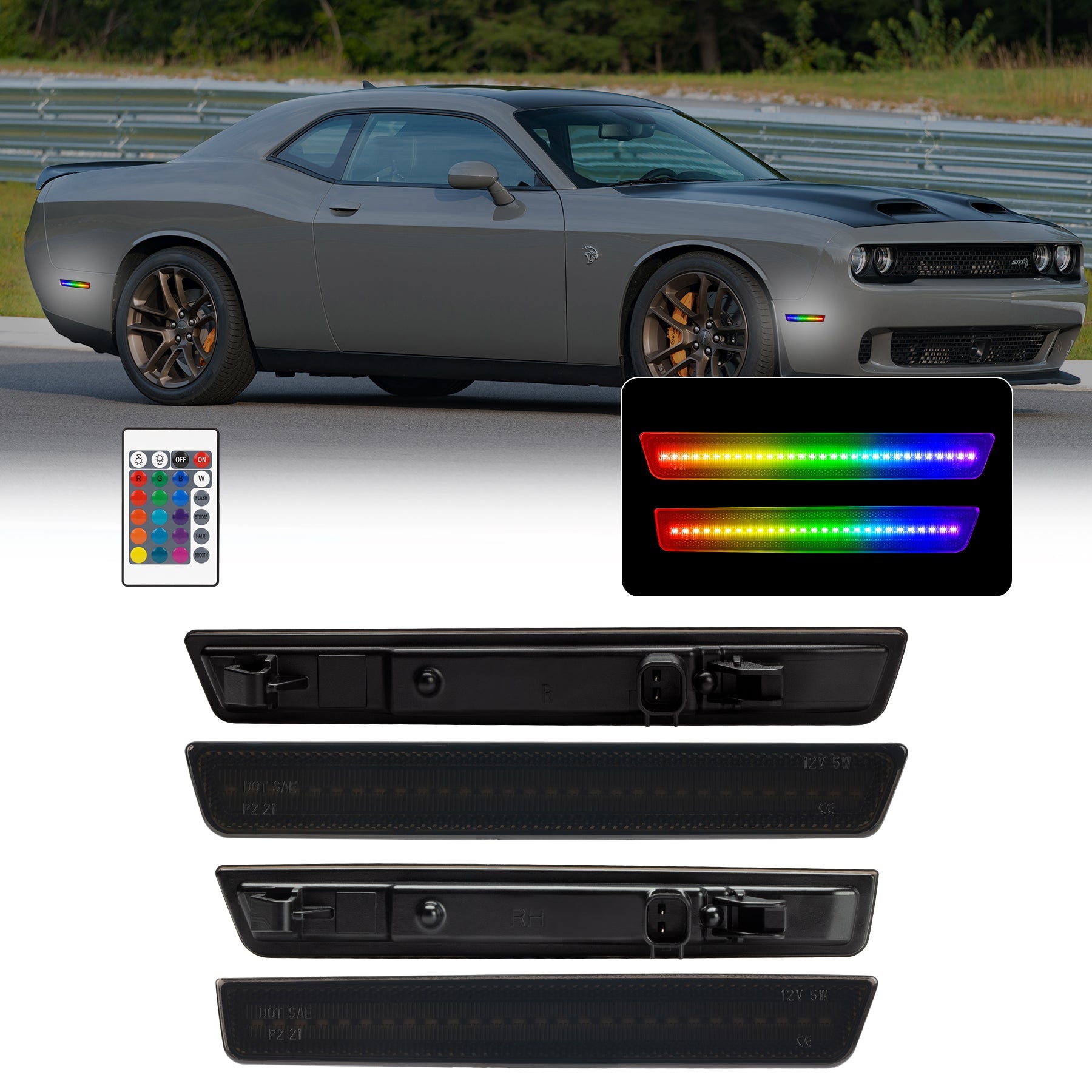 2015-2024 Dodge Challenger RGB Smoke LED Side Markers – NTXGlow