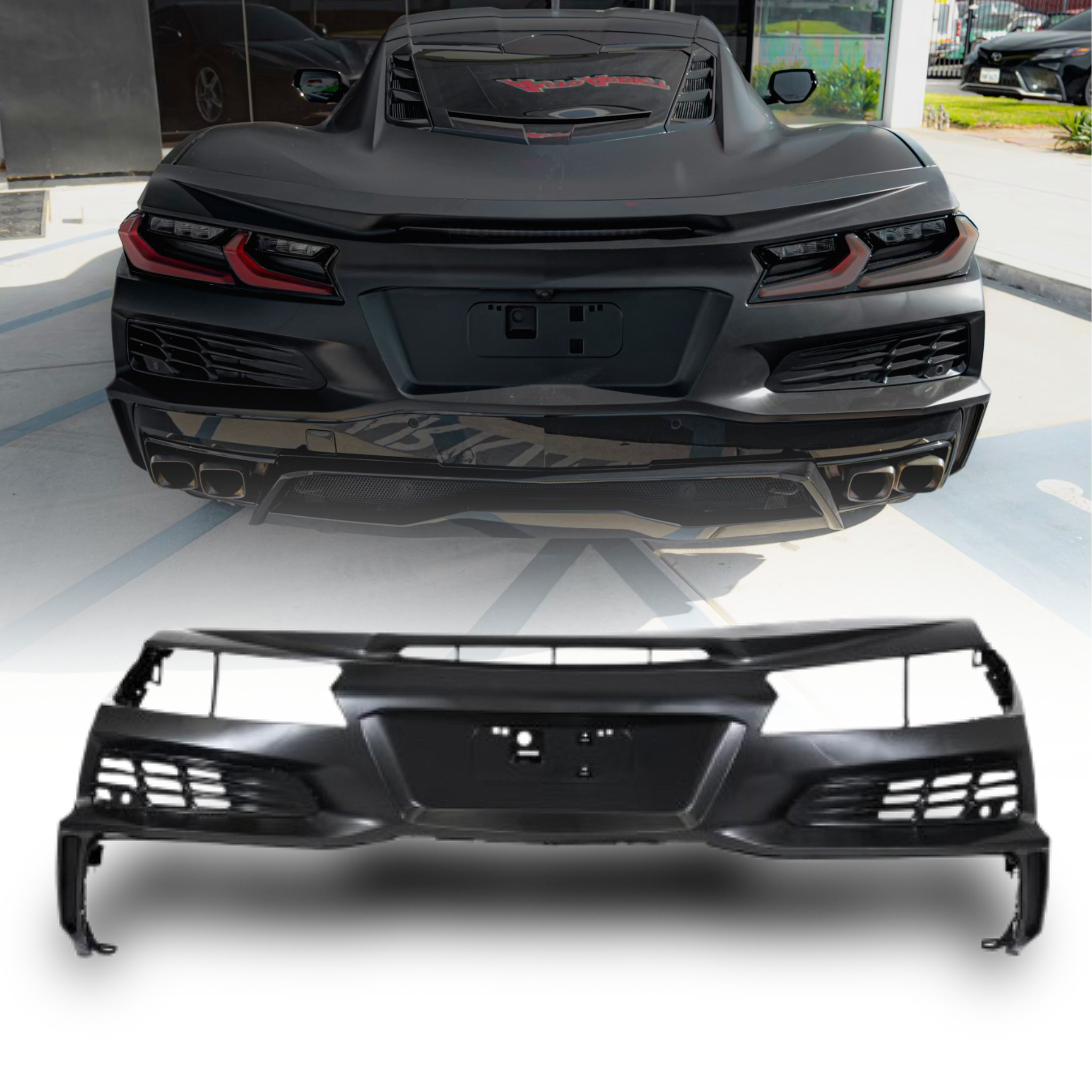 2020-2024 Corvette C8 Stingray Z06 Track Package Conversion Rear Bumpe ...