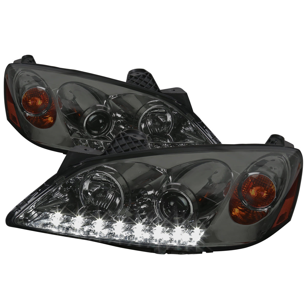 2005-2010 Pontiac G6 Projector Headlights w/ LED Light Strip (Chrome H ...