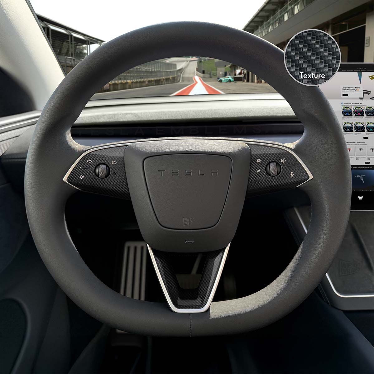 3M Carbon Fiber Tesla Steering Wheel Trim Decal Kit | 3-piece Set | M3 ...