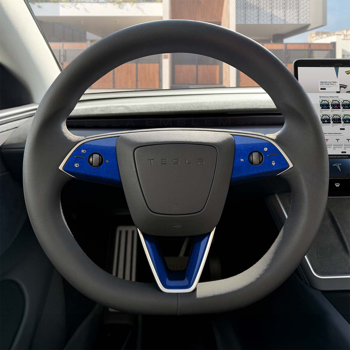 3M Deep Blue Metallic Tesla Steering Wheel Trim Decal Kit (3pcs) | MY ...