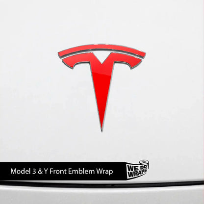 3M Gloss Hot Rod Red Tesla Emblem Decals (Front + Back) | Model Y – NTXGlow