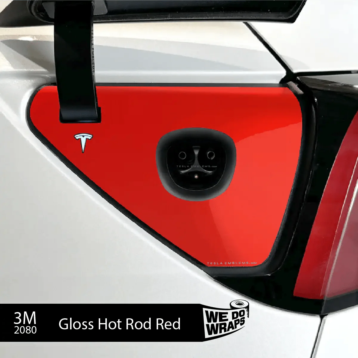 3M Gloss Hot Rod Red Tesla Charge Port Wrap | Model 3 – NTXGlow