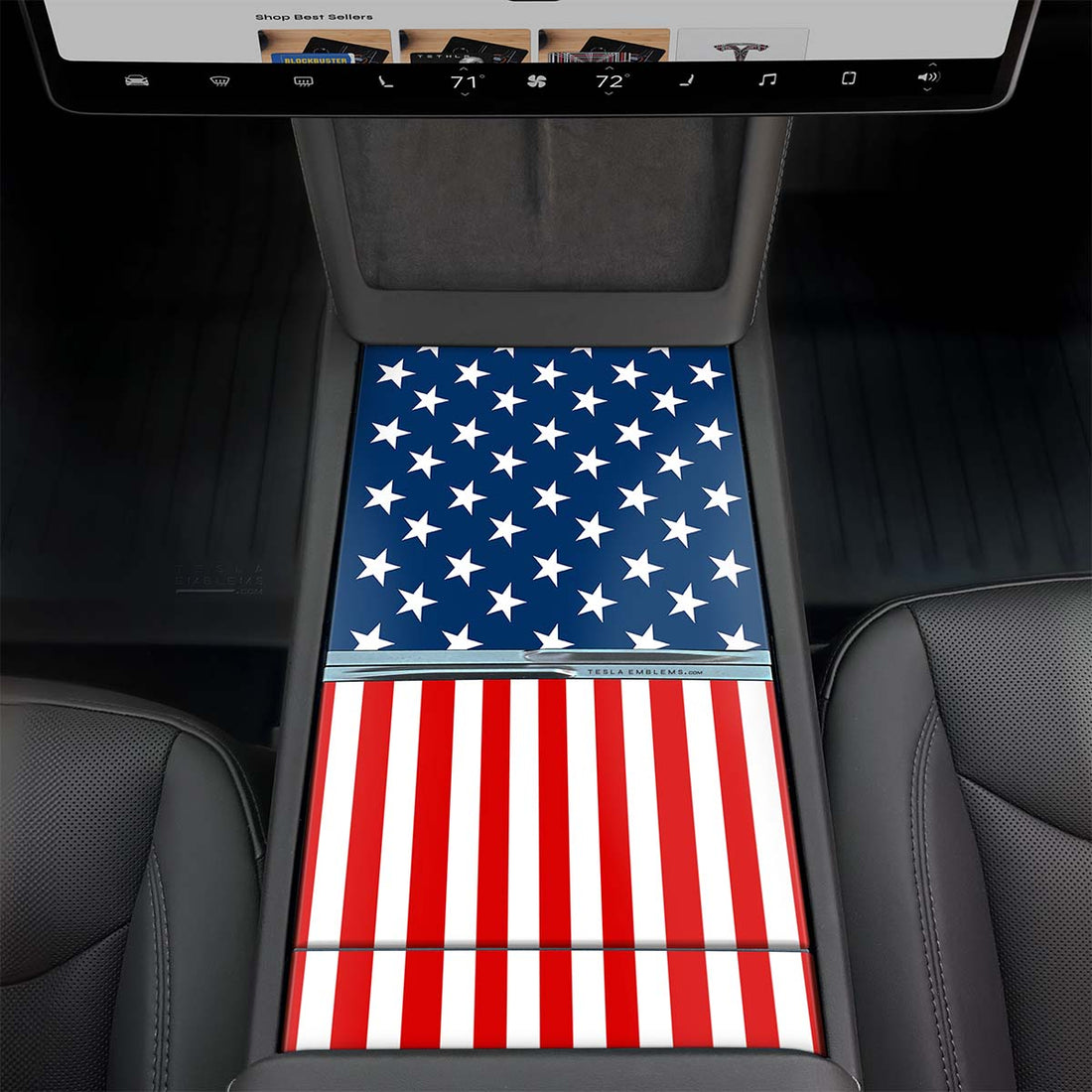 American Flag | Tesla Center Console Wrap Kit | Model Y 2026 – NTXGlow
