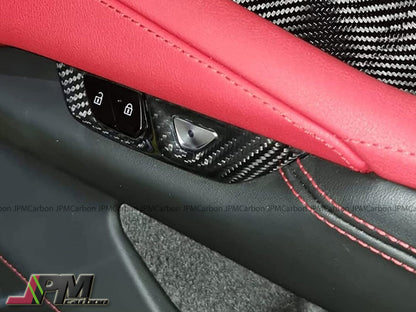 [JPMCarbon] Dry Carbon Door Lock Switch Button Cover Trims Fits For 20 ...