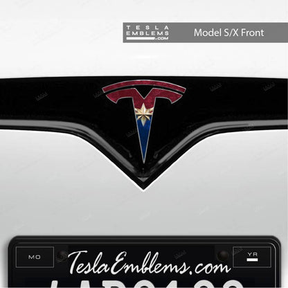 Captain Marvel Tesla Emblem Decals (Front + Back) | Model S – NTXGlow