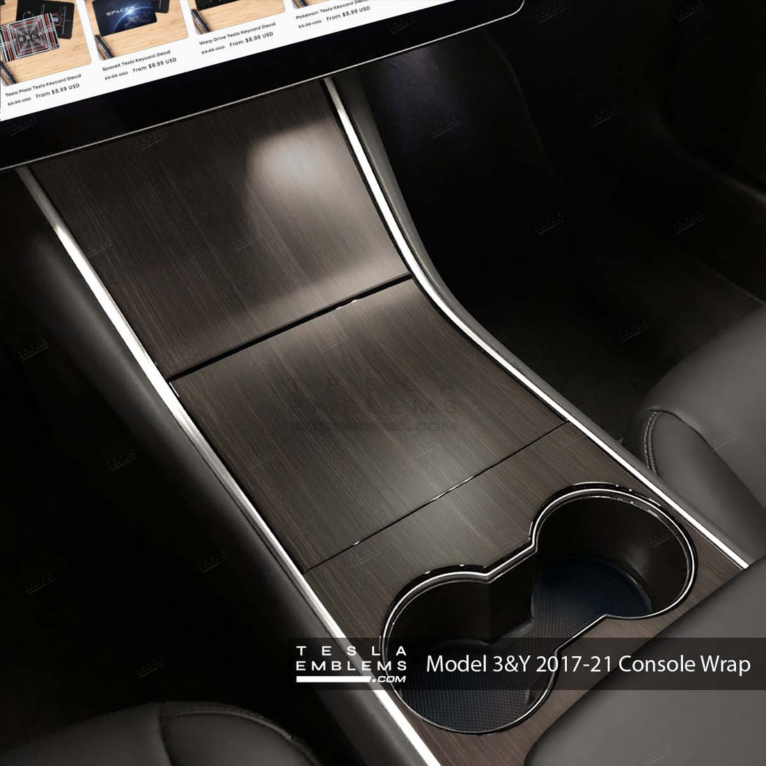 Dark Cherry Woodgrain | Tesla Center Console Wrap Kit | Model Y ’19-20 ...