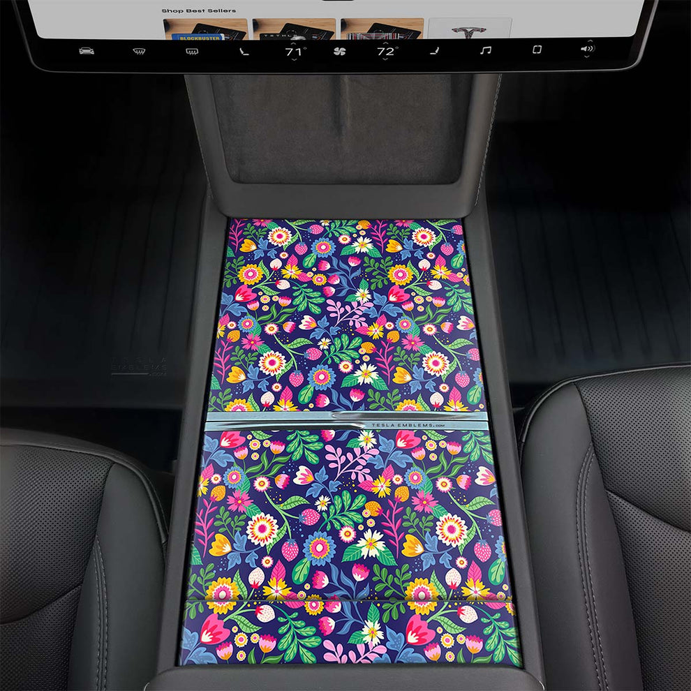 Floral Meadow | Tesla Center Console Wrap Kit | Model Y 2026 – NTXGlow