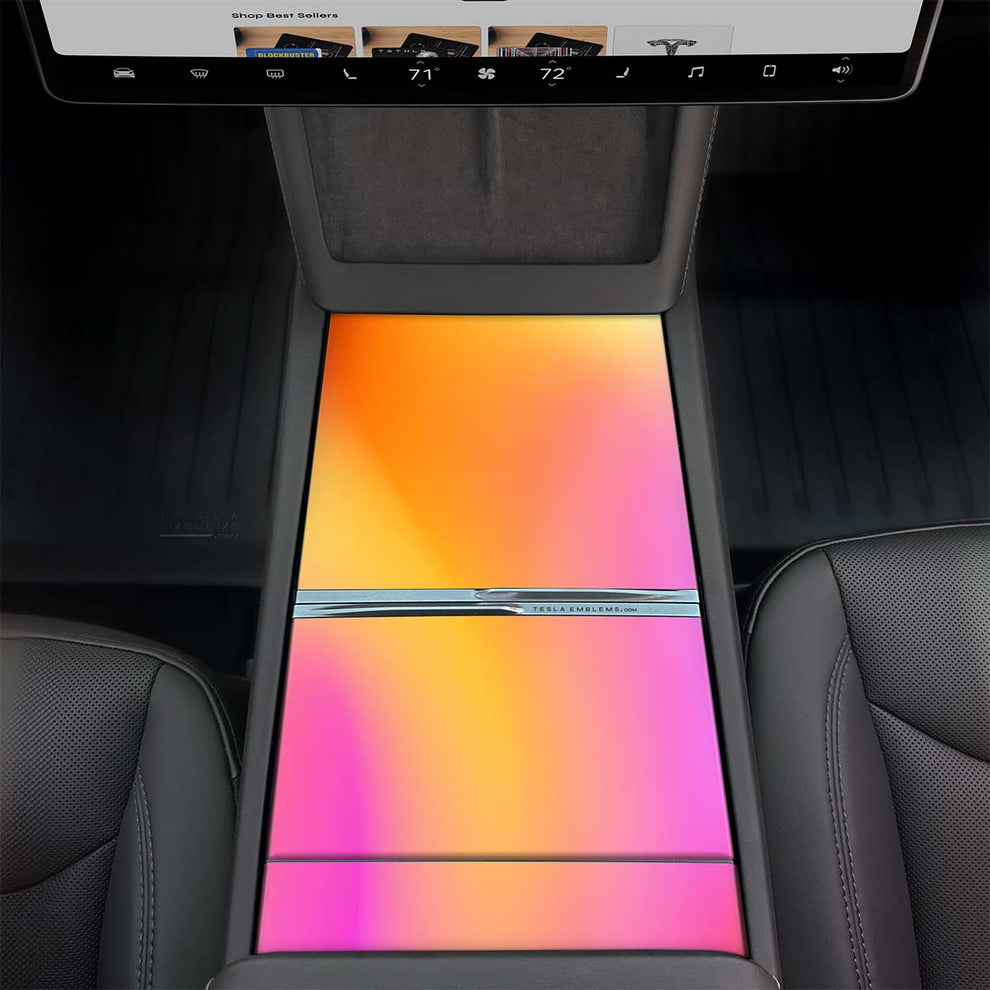 Heatwave Gradient | Tesla Center Console Wrap Kit | Model Y 2026 – NTXGlow