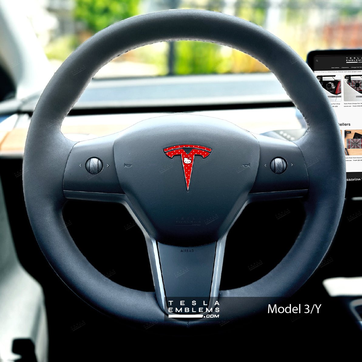 Hello Kitty Tesla Steering Wheel Wrap | MY 2019-'25 – NTXGlow