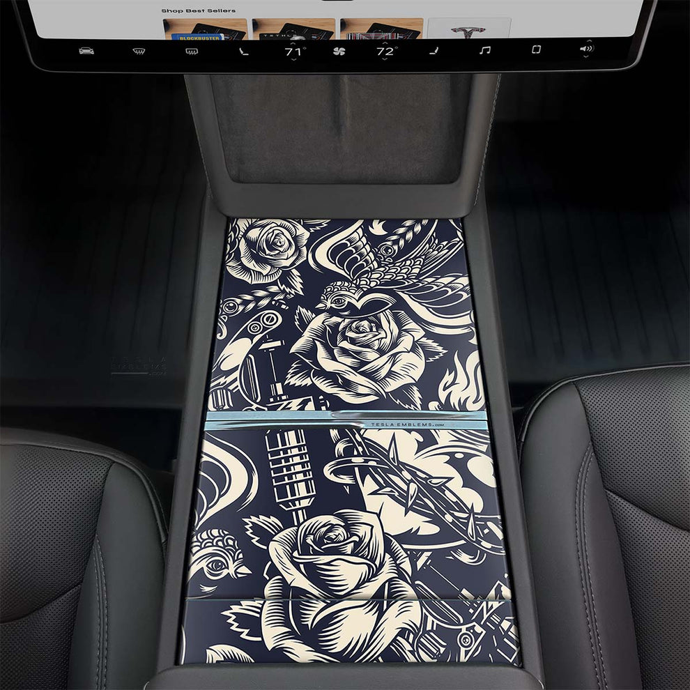 Ink & Elegance Art | Tesla Center Console Wrap Kit | Model Y 2026 – NTXGlow