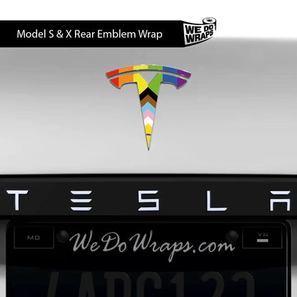 LGBTQ+ Pride Flag Tesla Emblem Decals (Front + Back) | Model S – NTXGlow