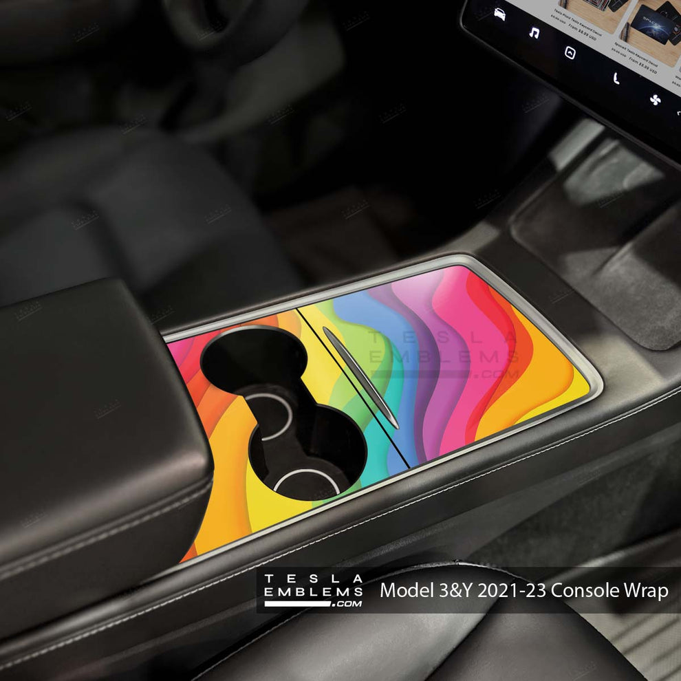 Layered Rainbow | Tesla Center Console Wrap Kit | Model Y '21-25 – NTXGlow