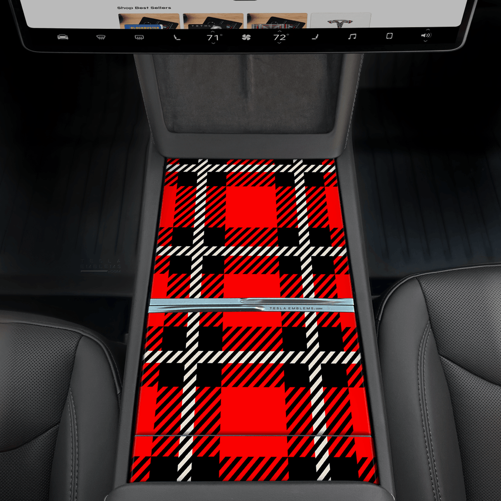 Tartan Plaid | Tesla Center Console Wrap Kit | Model Y 2026 – NTXGlow