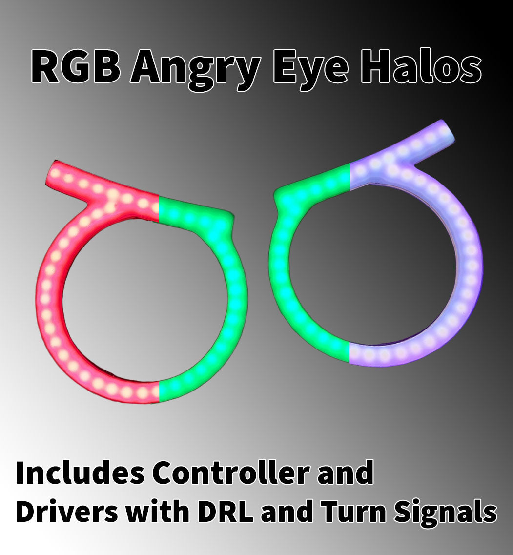 Angry Eye RGB Halos Includes Controller With Drl And Turn Signal Input ...