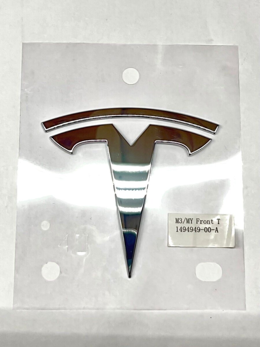 Model 3/Y FRONT Tesla T Emblem | Genuine OEM Original Badging - Chrome ...