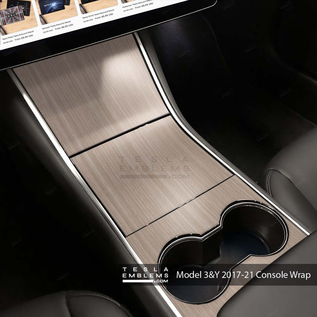 White Birch Woodgrain | Tesla Center Console Wrap Kit | Model Y ’19-20 ...