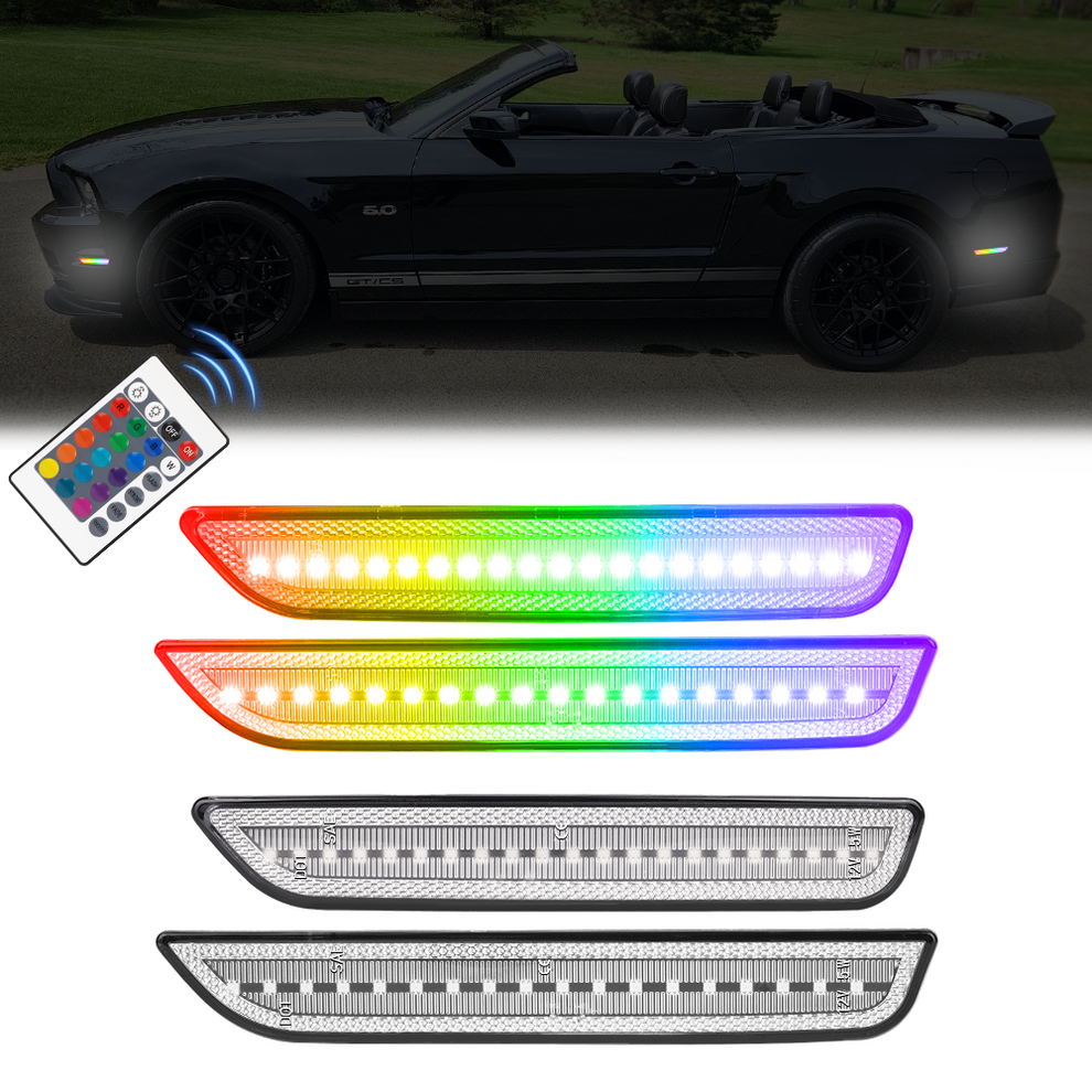 2010-2014 Ford Mustang RGB Clear LED Side Markers – NTXGlow