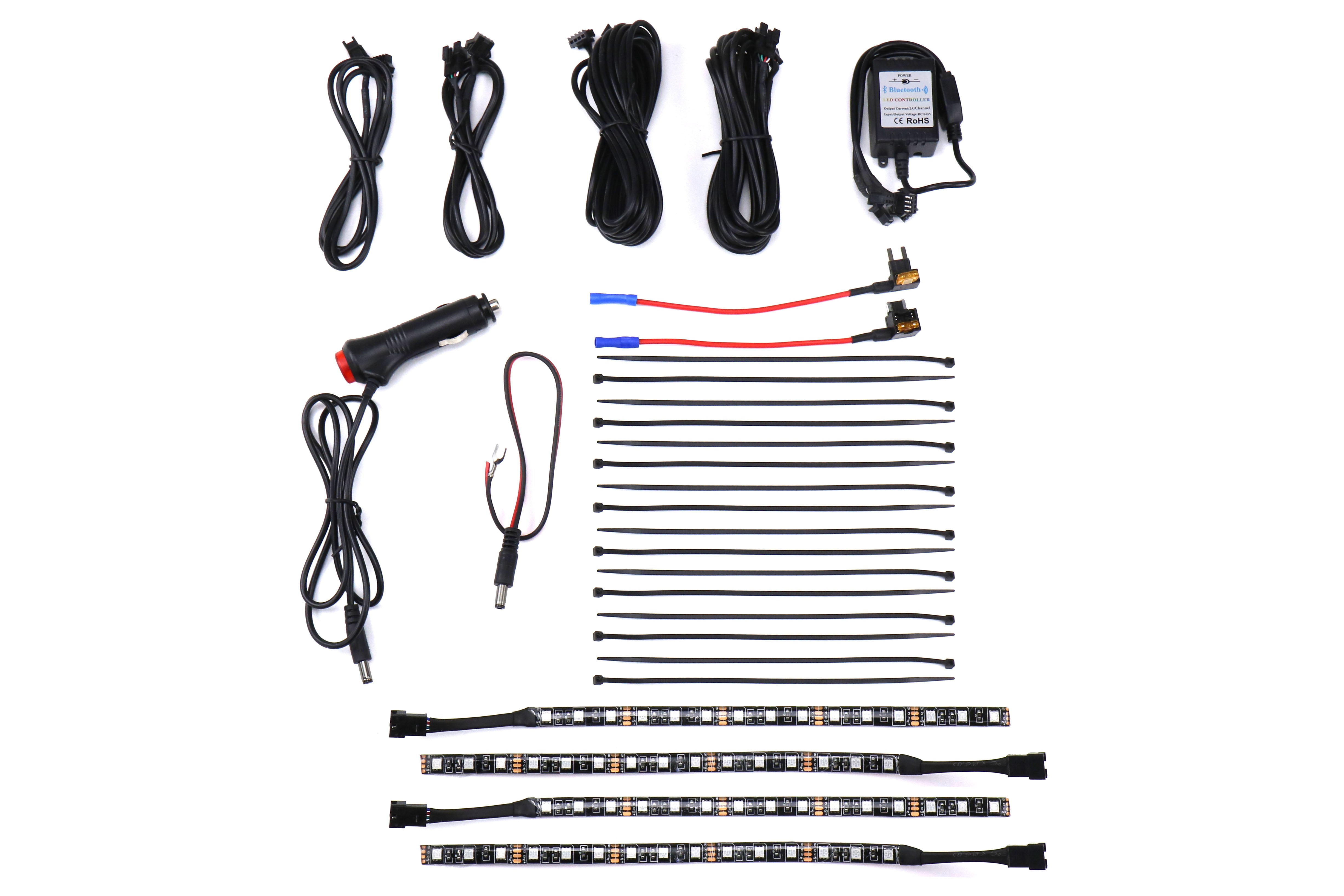 GCS RGB Interior Footwell Lighting Kit (Front & Rear W/ Bluetooth) - U ...